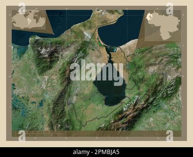 Zulia, state of Venezuela. High resolution satellite map. Locations of ...