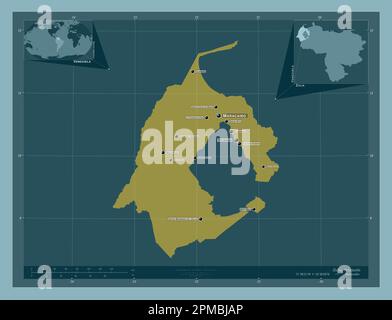 Zulia, state of Venezuela. Solid color shape. Locations of major cities ...