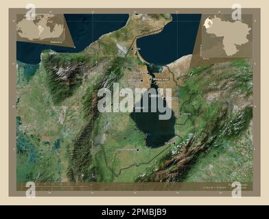 Zulia, state of Venezuela. High resolution satellite map. Locations of ...