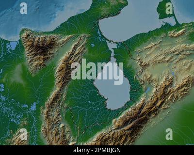 Zulia, state of Venezuela. Colored elevation map with lakes and rivers ...