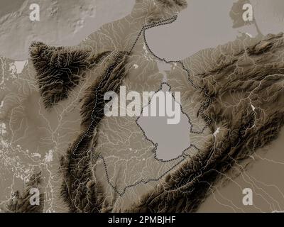 Zulia, state of Venezuela. Colored elevation map with lakes and rivers ...