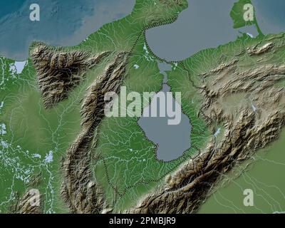 Zulia, state of Venezuela. Colored elevation map with lakes and rivers ...