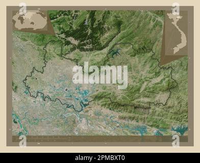 Bac Giang, province of Vietnam. High resolution satellite map. Corner auxiliary location maps ...