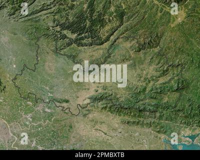 Bac Giang, province of Vietnam. Low resolution satellite map. Locations ...
