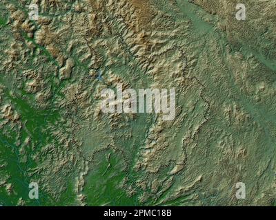 Bac Kan, province of Vietnam. Colored elevation map with lakes and ...
