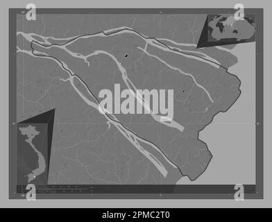 Ben Tre, province of Vietnam. Bilevel elevation map with lakes and ...