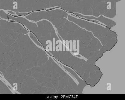 Ben Tre, province of Vietnam. Bilevel elevation map with lakes and ...