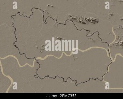 Bac Ninh, province of Vietnam. Colored elevation map with lakes and ...