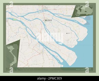 Ben Tre, province of Vietnam. Open Street Map. Locations of major ...