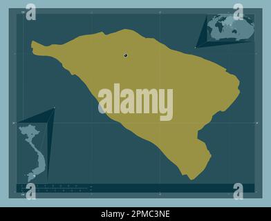 Ben Tre, province of Vietnam. Solid color shape. Locations of major ...