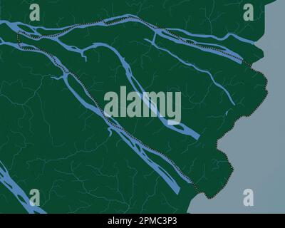 Ben Tre, province of Vietnam. Colored elevation map with lakes and ...