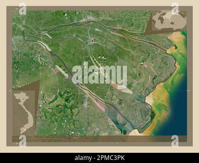 Ben Tre, province of Vietnam. High resolution satellite map. Locations ...