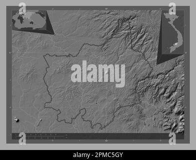 Binh Phuoc, province of Vietnam. Bilevel elevation map with lakes and ...