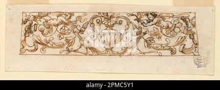 Drawing, Design for a Frieze; Italy; charcoal, pen and ink, brush and ...