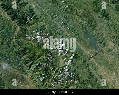 Yen Bai, province of Vietnam. Low resolution satellite map. Corner ...