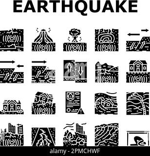 earthquake disaster wave crack icons set vector Stock Vector Image ...