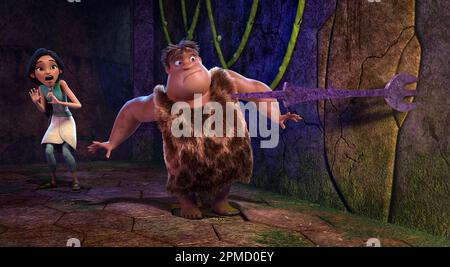 THE CROODS: FAMILY TREE, from left: Dawn (voice: Abby Trott), Eep ...