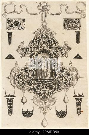 Print, Plate 3, from a series of designs for locksmith's ornament, 1615 ...