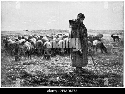 A Shepherdess And Her Flock by Jean-Francois Millet Stock Photo - Alamy