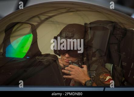 Maj. Brett Gedman, 301st Fighter Squadron, readies for a mission ...