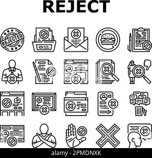 reject man stop stamp cancel vector seamless pattern thin line ...