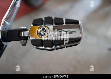 Detailed custom simple platform bicycle pedal with metal scull sign ...