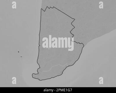 Ca Mau, province of Vietnam. Grayscale elevation map with lakes and ...