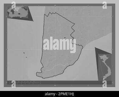 Ca Mau, province of Vietnam. Grayscale elevation map with lakes and ...
