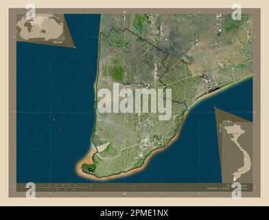 Ca Mau, province of Vietnam. High resolution satellite map. Locations ...