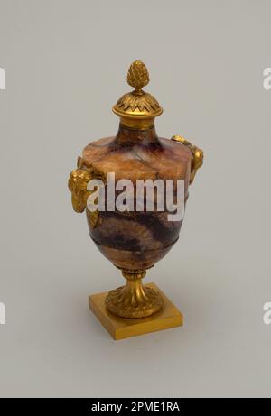 Urn, Amethyst spar, gilt bronze, Amphora-shaped body of solid spar ...