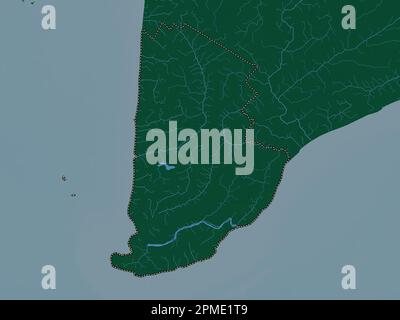 Ca Mau, province of Vietnam. Elevation map colored in wiki style with lakes and rivers ...