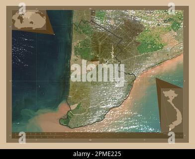 Ca Mau, province of Vietnam. Low resolution satellite map. Locations ...