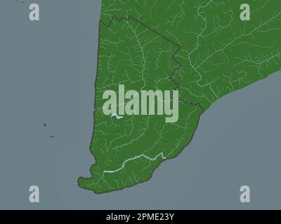 Ca Mau, province of Vietnam. Elevation map colored in wiki style with lakes and rivers ...