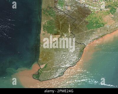 Ca Mau, province of Vietnam. Low resolution satellite map. Locations ...