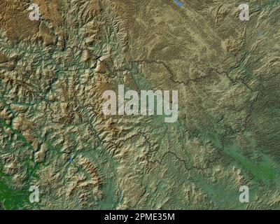 Cao Bang, province of Vietnam. Colored elevation map with lakes and ...