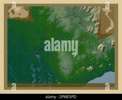 ong Nai, province of Vietnam. Elevation map colored in wiki style with ...