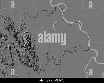 Ha Nam, province of Vietnam. Bilevel elevation map with lakes and ...