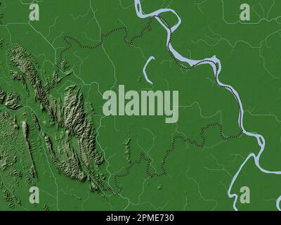 Ha Nam, province of Vietnam. Colored elevation map with lakes and ...
