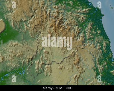 Kon Tum, province of Vietnam. Colored elevation map with lakes and ...