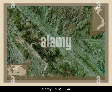 Lao Cai, province of Vietnam. High resolution satellite map. Locations ...