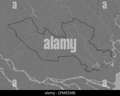 Long An, province of Vietnam. Bilevel elevation map with lakes and ...
