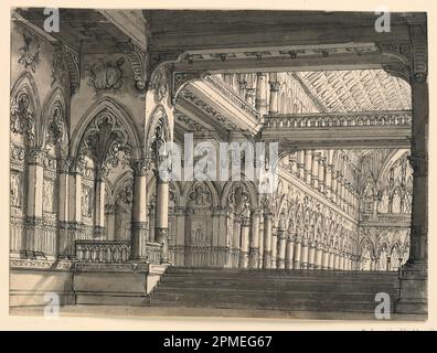 Drawing, Stage Design- Gothic Hall, ca. 1830 Stock Photo - Alamy