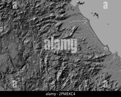 Quang Nam, province of Vietnam. Bilevel elevation map with lakes and ...