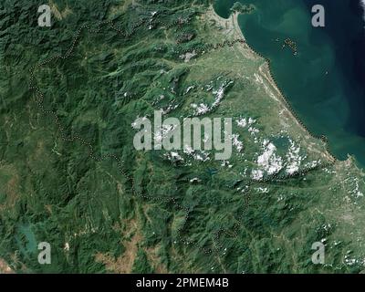 Quang Nam, province of Vietnam. Low resolution satellite map. Locations ...