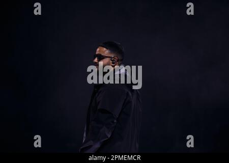 Toronto-born rapper NAV performing on stage at Scotiabank Arena in ...