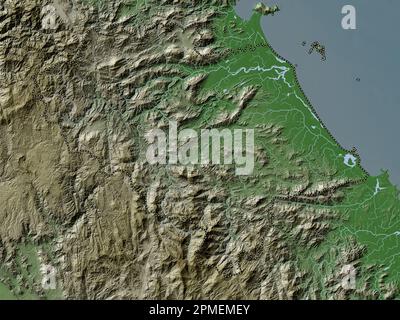 Quang Nam, province of Vietnam. Elevation map colored in wiki style ...