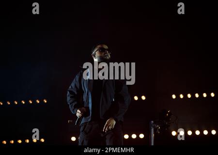 Toronto-born rapper NAV performing on stage at Scotiabank Arena in ...