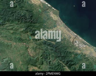 Quang Tri, province of Vietnam. Low resolution satellite map. Corner ...