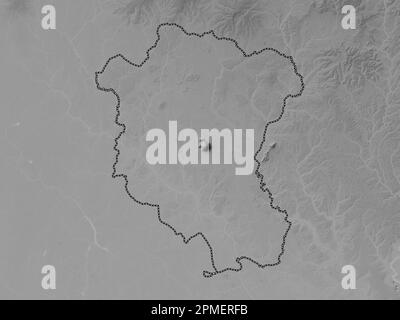 Tay Ninh, province of Vietnam. Grayscale elevation map with lakes and ...