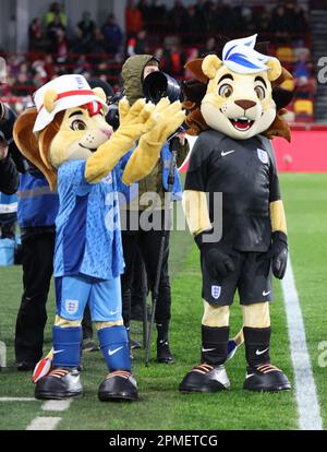 England Women Mascot Mane before kick off during UEFA Women's Nations ...